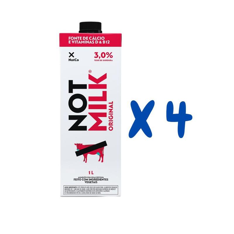 KIT Leite Vegetal Original Not Milk com 4 unidades de 1 litro cada ...