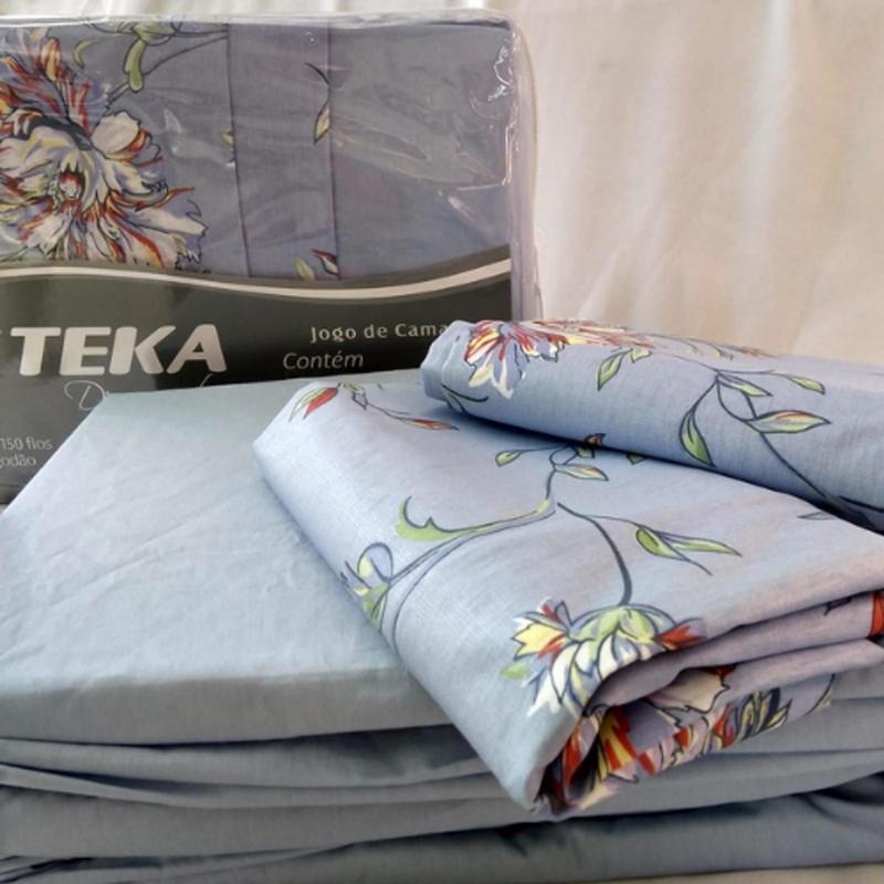 Kit lençol com elástico queen com fronhas estampadas 150 Fios 100% ...