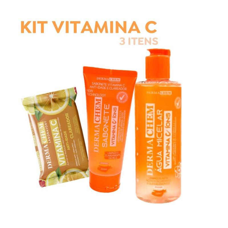 Kit Limpeza Facial Skincare Vitamina C Dermachem 3 Itens - Kit de ...