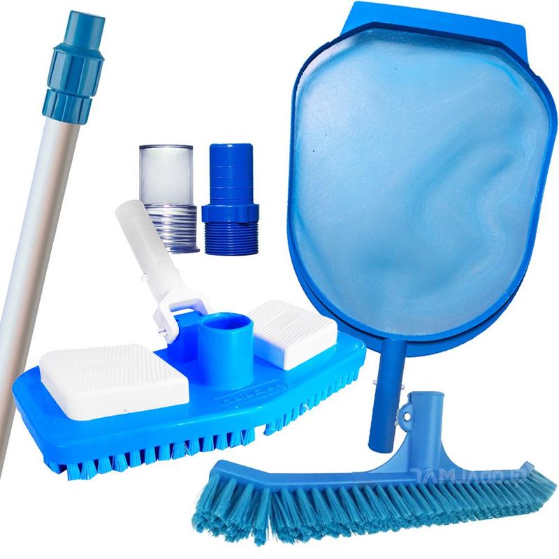 Kit Limpeza Piscina Completo Cabo 2 Metros Escova Aspirador - Globalmar - Kit de Limpeza de ...