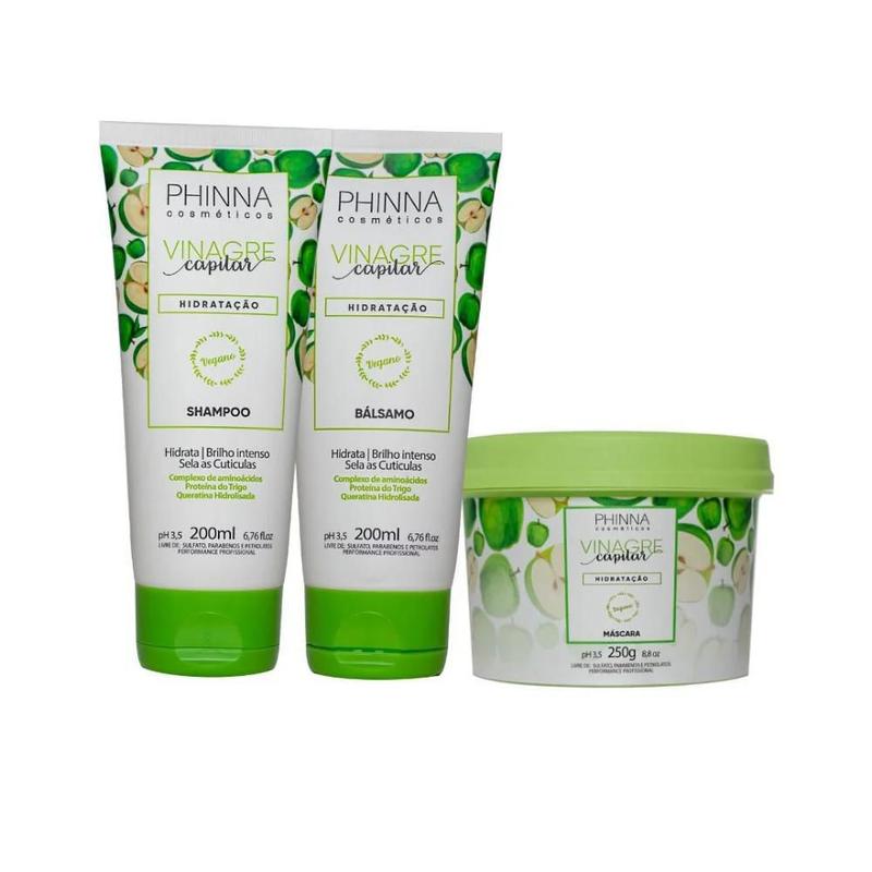 Kit Linha Vinagre Selante Capilar Shampoo, Bálsamo E Máscara - Phinna ...