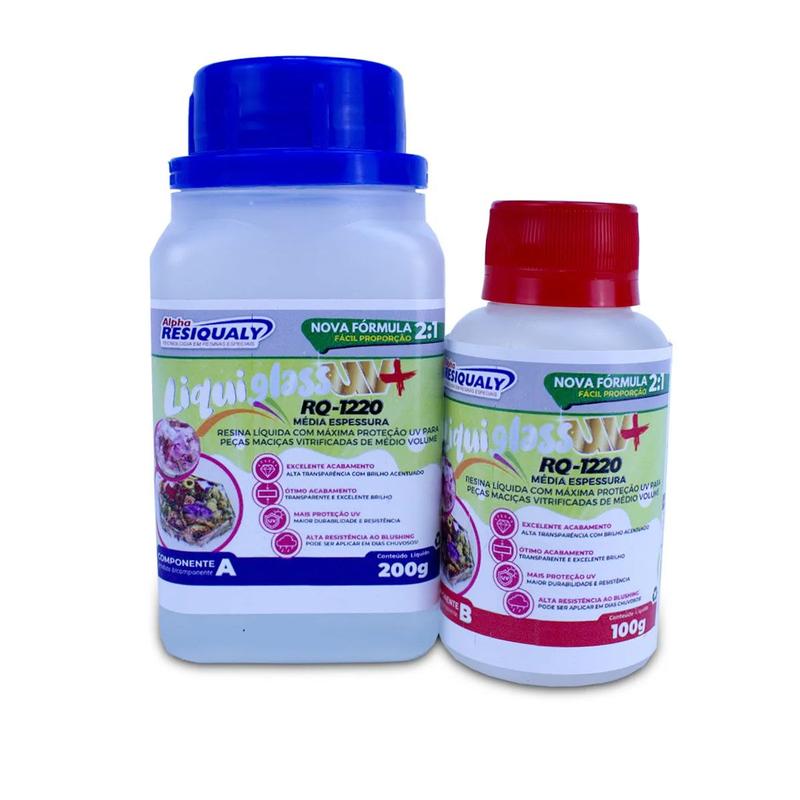 Kit Liquiglass Resiqualy Uv+ Rq1220 Média Espessura 200/100g - Lixa D ...