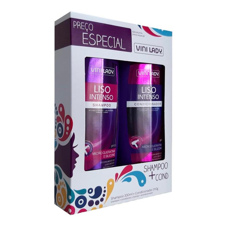 Kit Liso Intenso Shampoo 330ml + Condicionador 310g Vini Lady - Kit ...