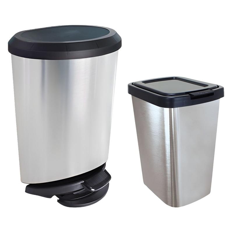 Kit Lixeira Multiuso 9 Litros E 20 Litros Label Imita Inox - Arqplast ...