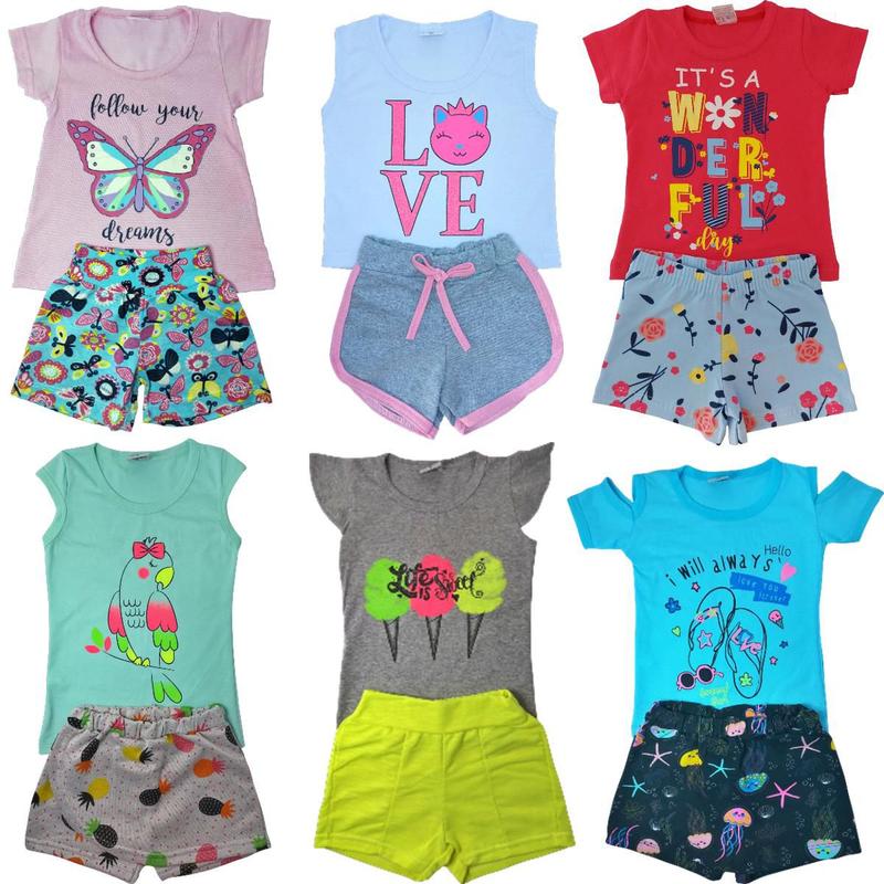 Kit Lote 12 Peças Roupa Infantil 6 Conjuntos Menina Verão Atacado 4/6/8 ... Kit Lote 12 Peças Roupa Infantil 6 Conjuntos Menina Verão Atacado 4/6/8 ...