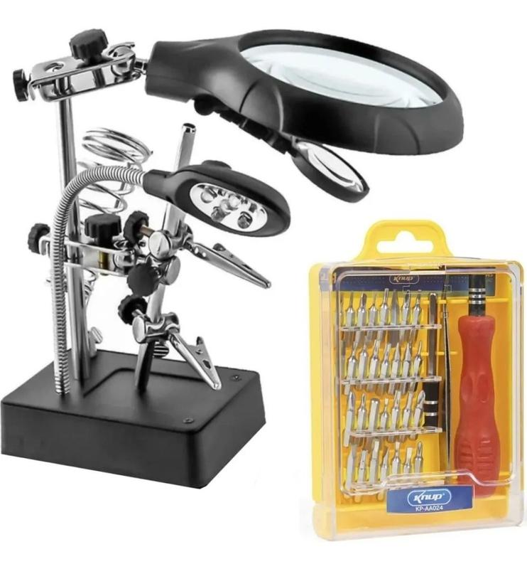 Kit Lupa Mesa Bancada Manutenção Celular Pc + Kit De Chaves - home in ...