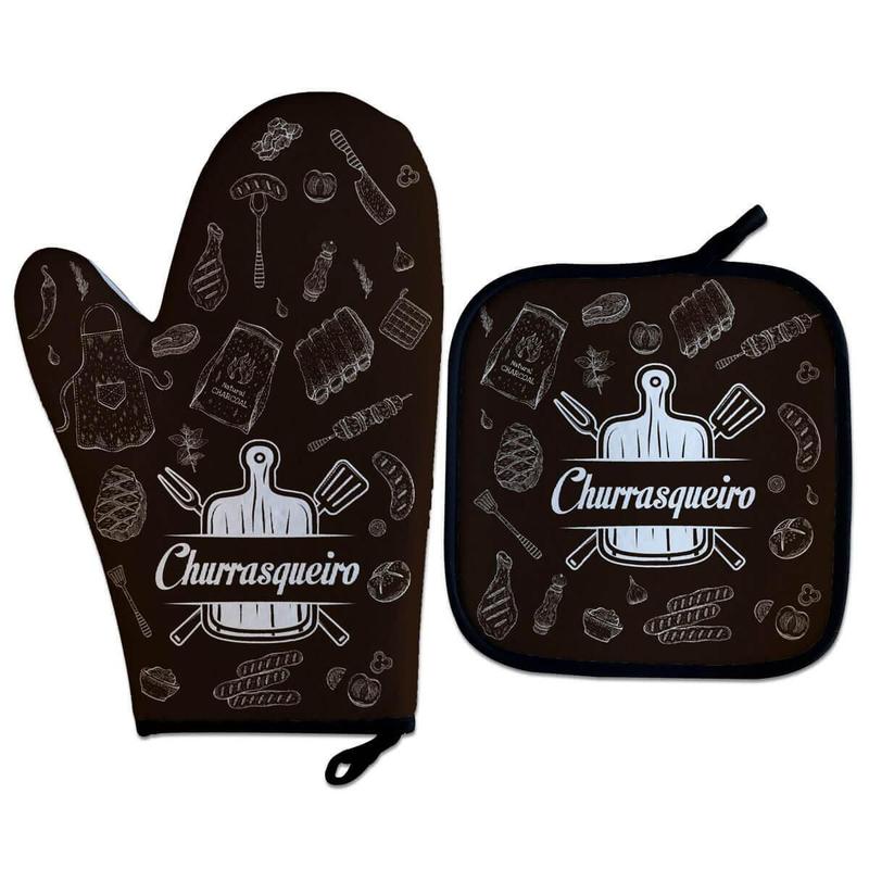 Kit Luva Térmica Churrasqueiro Cozinha Criativa - Geek Vip - Luvas para ...