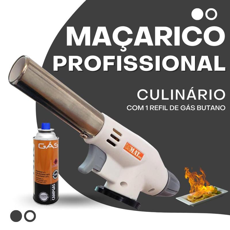 Kit Maçarico Culinario Regulavel Gourmet + 1 Refil Gás Butano - MatMix ...