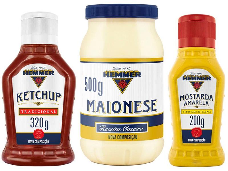 Kit Maionese Hemmer 500g + Ketchup Tradicional - 320g + Mostarda ...