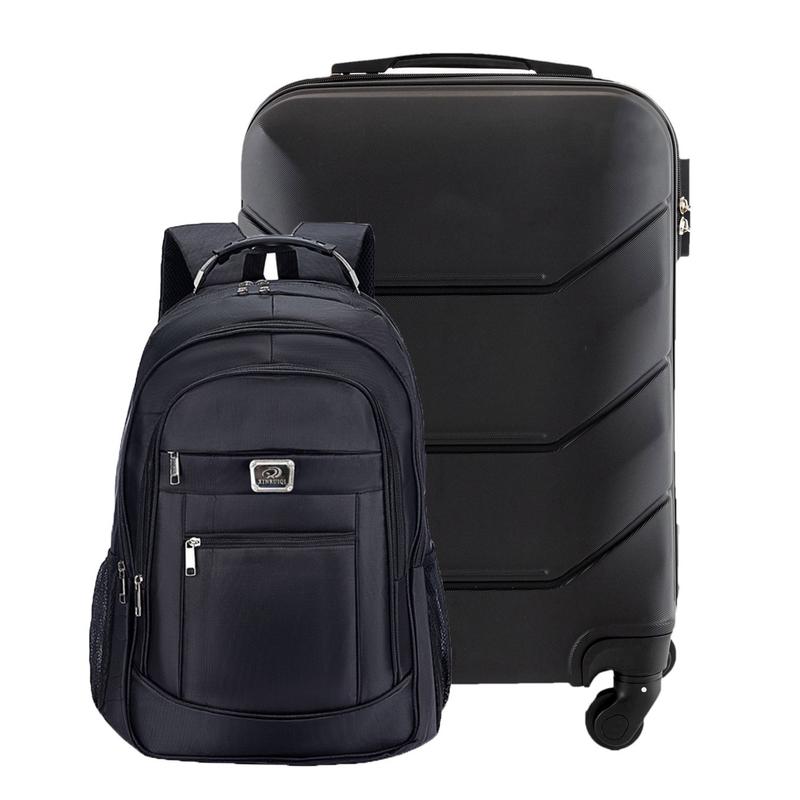 Kit Mala De Bordo 10 Kg Preta e Mochila Básica Bolsa - Arara - Mala de ...