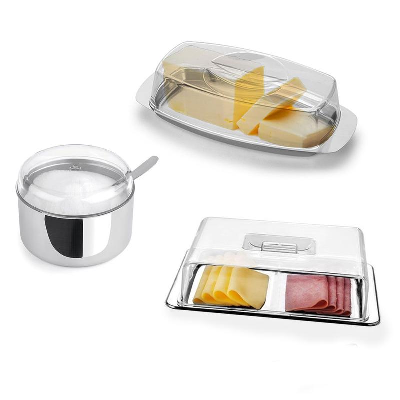 Kit Manteigueira E Porta Frios Pop Com Açucareiro Inox - Forma ...