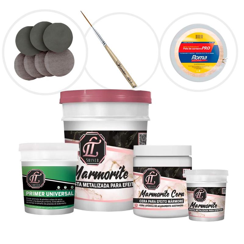Kit Marmorite 2 com Massa Efeito Marmorite Discos de Lixas de ...