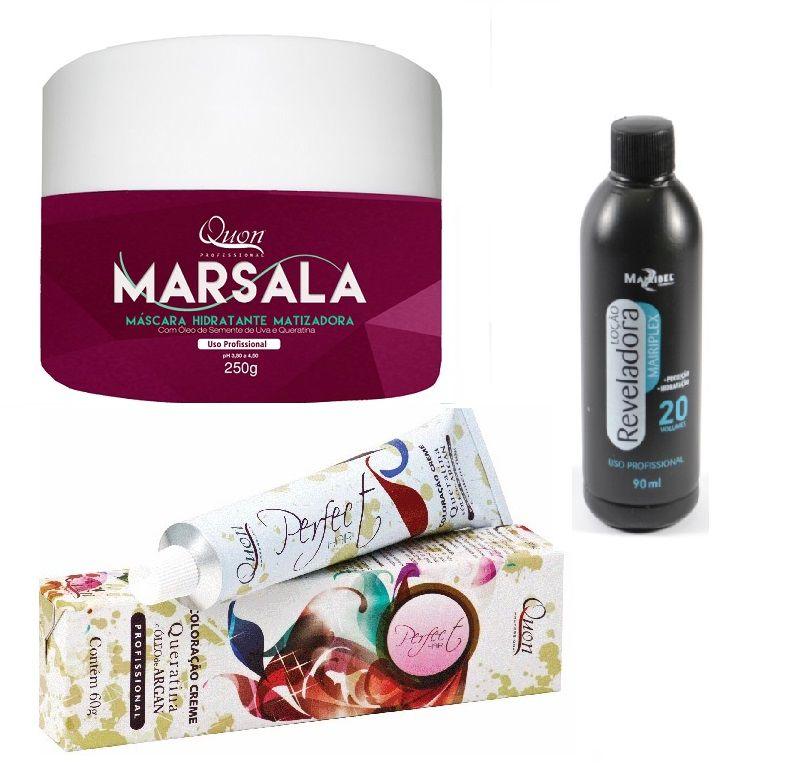 Kit Marsala 1 Tinta 1 Matizador 250g 1 Ox 20V 90ml Quon vinh - Quon ...