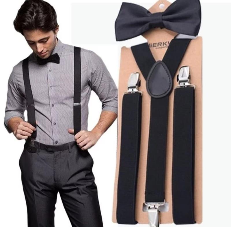 Kit Masculino Suspensório Gravata Borboleta Cinta Segura Camisa Cinto ...