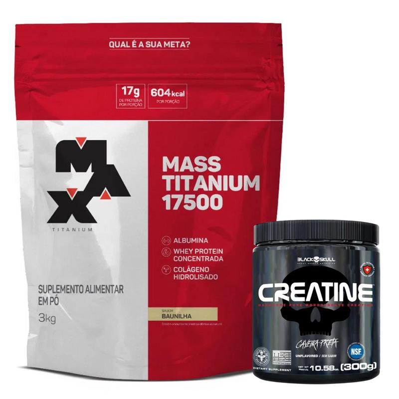 Kit Mass Titanium Refil 3Kg - Max Titanium + Creatine - Creatina ...