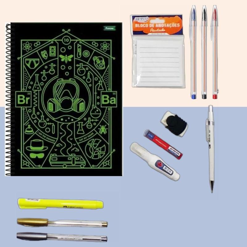 Kit Material Escolar Masculino Basico Caderno Breaking Bad e And One ...