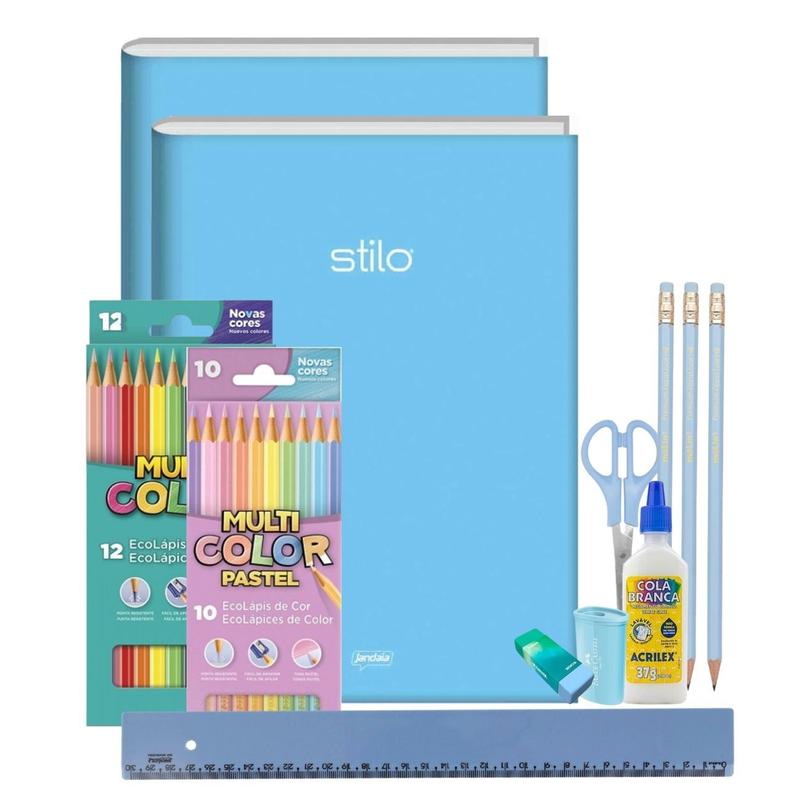 Kit Material Escolar Volta as Aulas Infantil Menina Tons Pasteis 32pcs ...