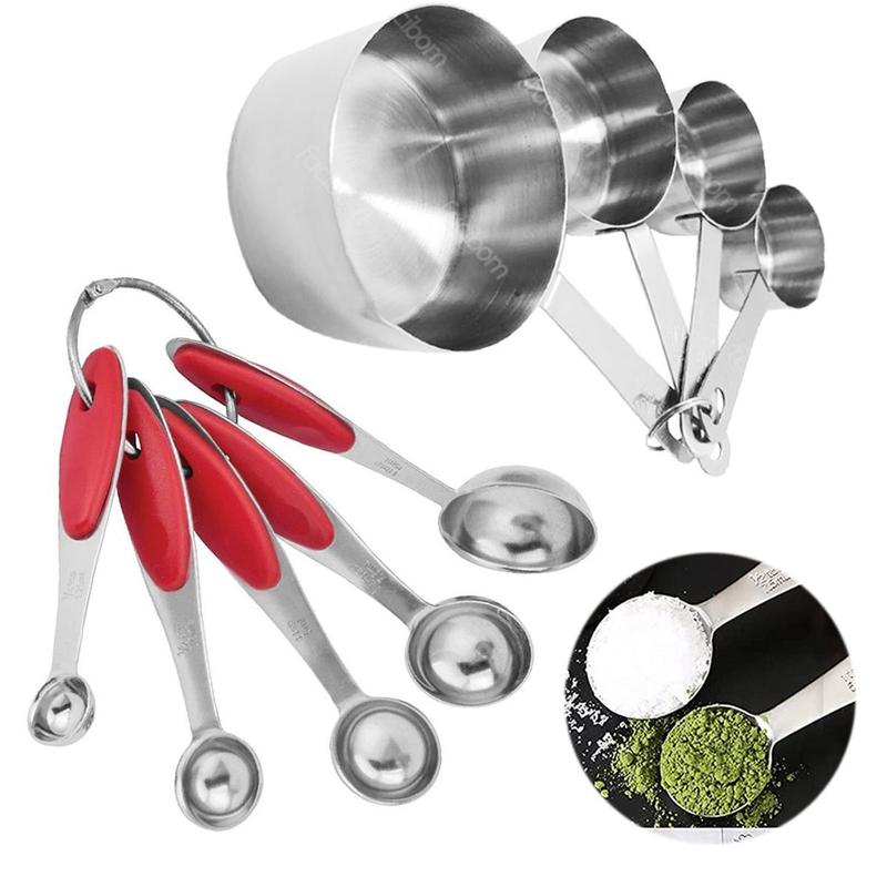 Kit Medidor de Cozinha 9 Peças Medidas Sopa Colher Copo Xicara Em Aço ...