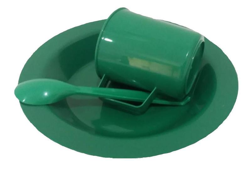 Kit Merenda Escolar Prato Colher Caneca Plástica 75 Un Verde - Mmta ...