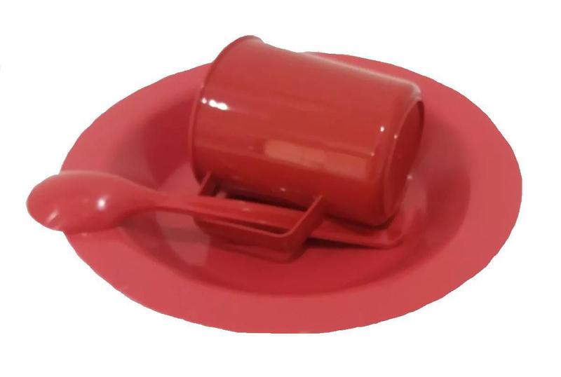 Kit Merenda Escolar Prato Colher Caneca - Vermelho 75 Un - Mmta - Kit ...