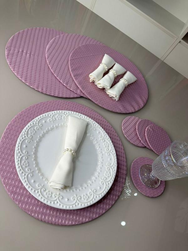 Kit Mesa Posta Completa Sousplat Para 6 Lugares Piquet Liso - Am ...