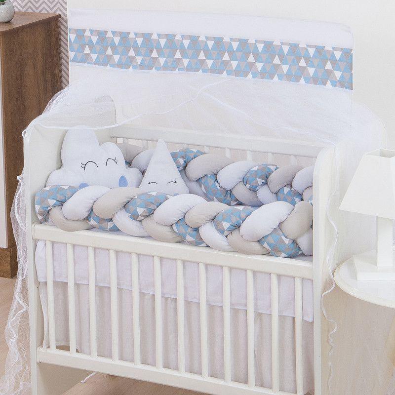 Kit Mini Berço Trança Encanto Triângulos Azul 08 Peças - Vitor Enxovais ...