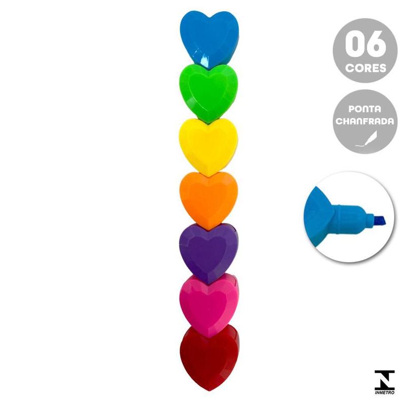 Kit Mini Marca Texto Torre De Coração C/ 6 Cores Neon - MANIA DE ...