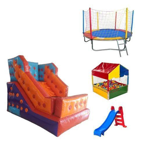Kit Mini Tobogã Inflável + Pula Pula Trampolim Cama Elástica 2,30m ...