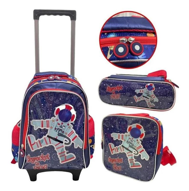 Kit Mochila Astronalta Escolar/creche Infantil Rodinhas Menino - SHOP ...