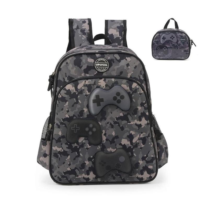 Kit Mochila de Costas e Lancheira Luxcel Up4You Game Cinza - Mochilas ...