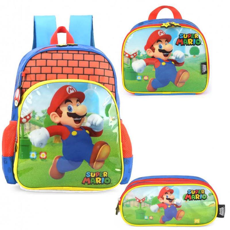 Kit Mochila de Costas Super Mario+ Lancheira + Estojo Duplo - Luxcel ...