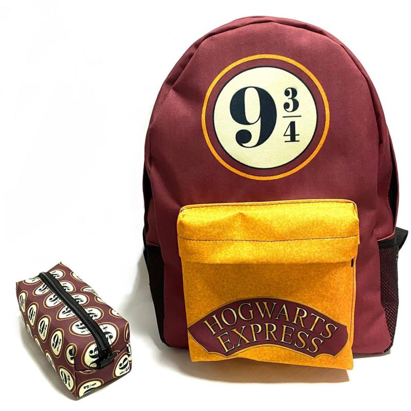 Kit mochila e estojo grande padrão escolar plataforma 9-3-4 hogwarts ...