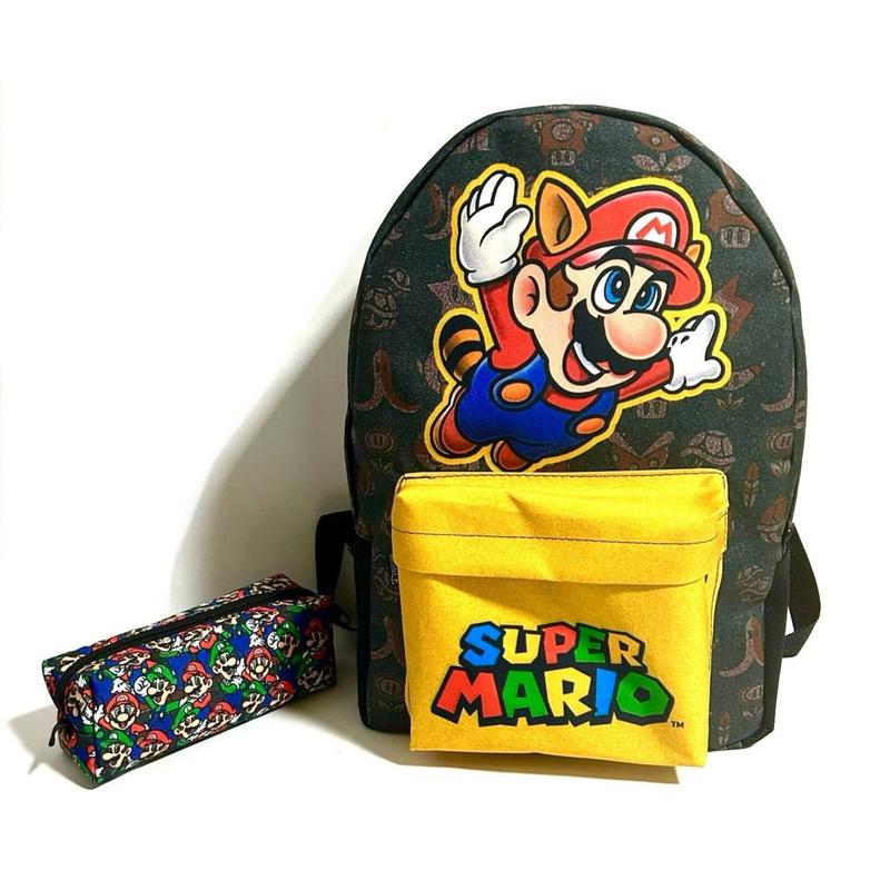 Kit mochila e estojo grande padrão escolar super mario bros desenho ...