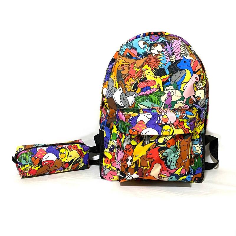 Kit mochila e estojo grande padrão escolar todos os pokemons desenho ...