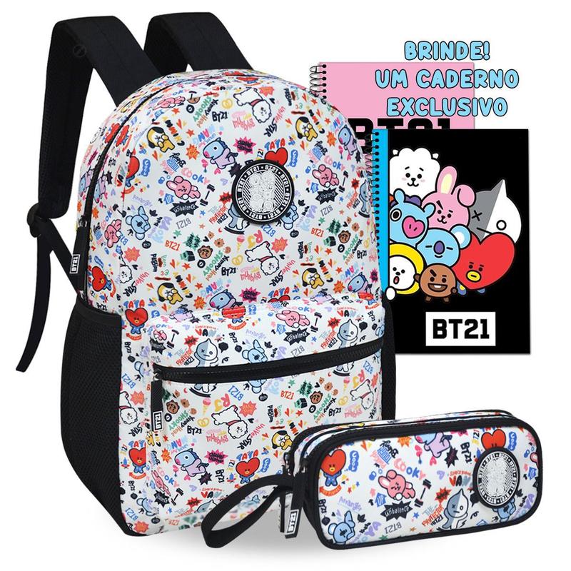 Kit Mochila Escolar BT21 BTS com Estojo Kpop Original Licenciada - Mochila / Bolsa Escolar ...