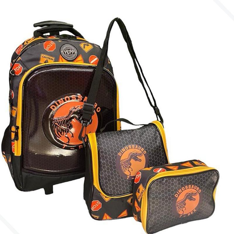 Kit Mochila Escolar Creche Rodinhas Dinossauro T-rex Menino - Yepp ...