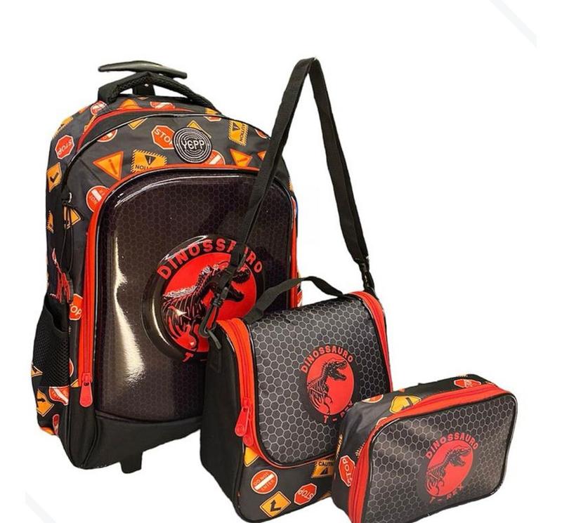 Kit Mochila Escolar Creche Rodinhas Dinossauro T-rex Menino - Yepp ...