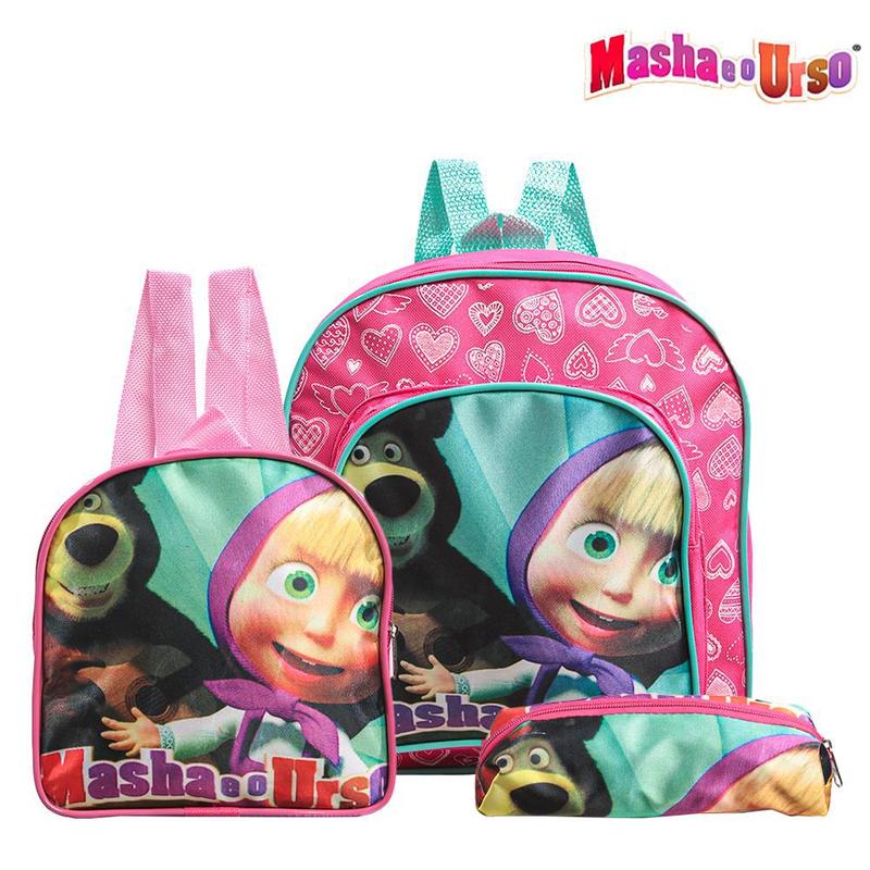 Kit Mochila Escolar Masha E O Urso Menina Rosa Costa - TOYS 2U ...