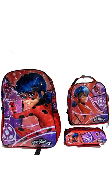 Kit Mochila Escolar Miraculous Ladybug Dermiwil +Lancheira+Estojo ...