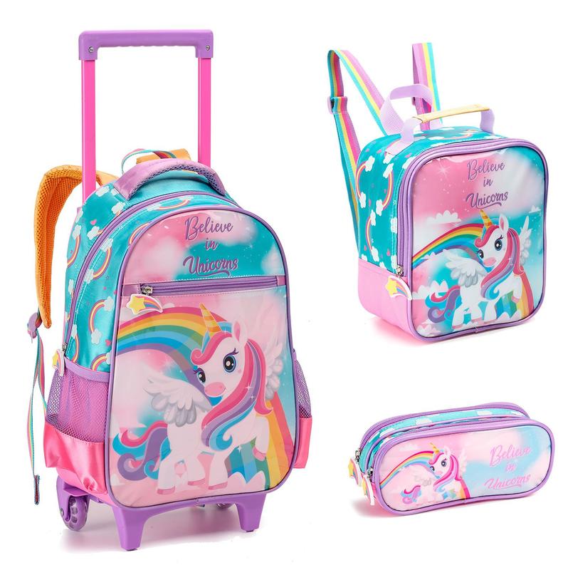 Kit Mochila Rodinhas Unicórnio Fofa Infantil Escolar Cuties - Denlex ...