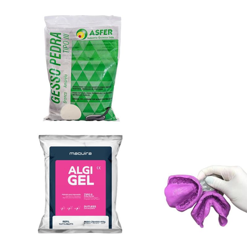 Kit Moldagem Alginato Algi Gel + Gesso Pedra III - Asfer - Equipamento ...