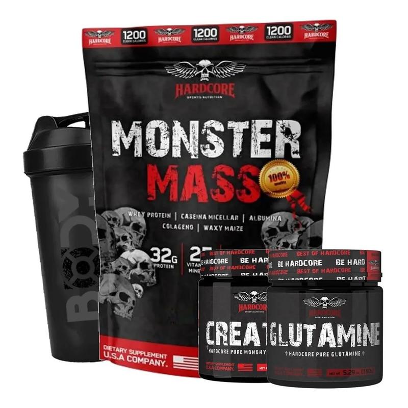 Kit Monster Mass 3kg + Crea + Gluta + Shaker - Hardcore (BAUNILHA ...