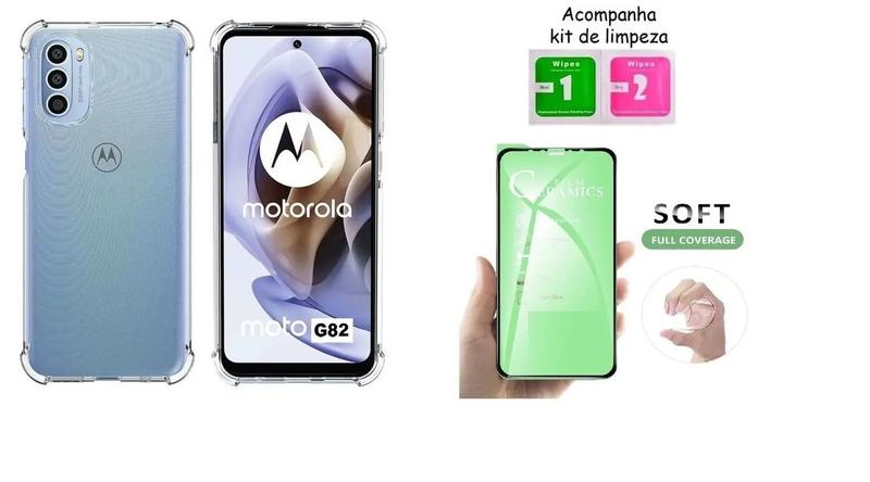 Kit Moto G82 5G - Película de Ceramica 9D Inquebravel + Capa ...