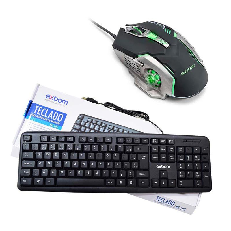 KIT Mouse Gamer Multilaser 2400DPI - MO269 + Teclado BK-102 USB ...