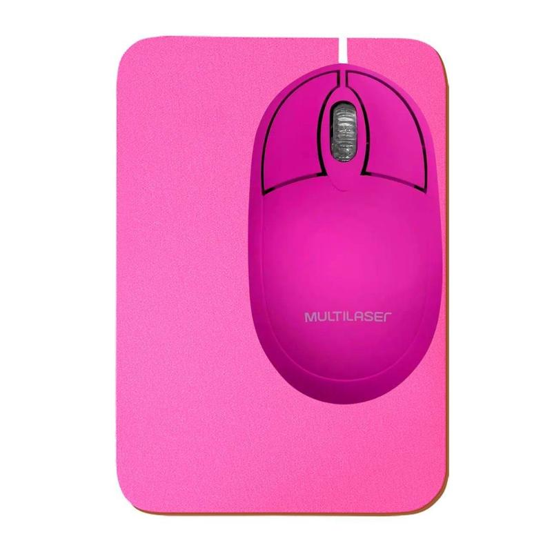 Kit Mouse Rosa Multilaser Pink MO304 + MousePad Comum - Kit Mouse e ...
