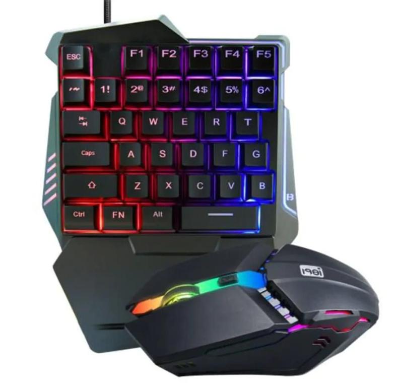 Kit Mouse + Teclado de 1 mão Gamer Mini Retroiluminado jogos - ONE HAND ...