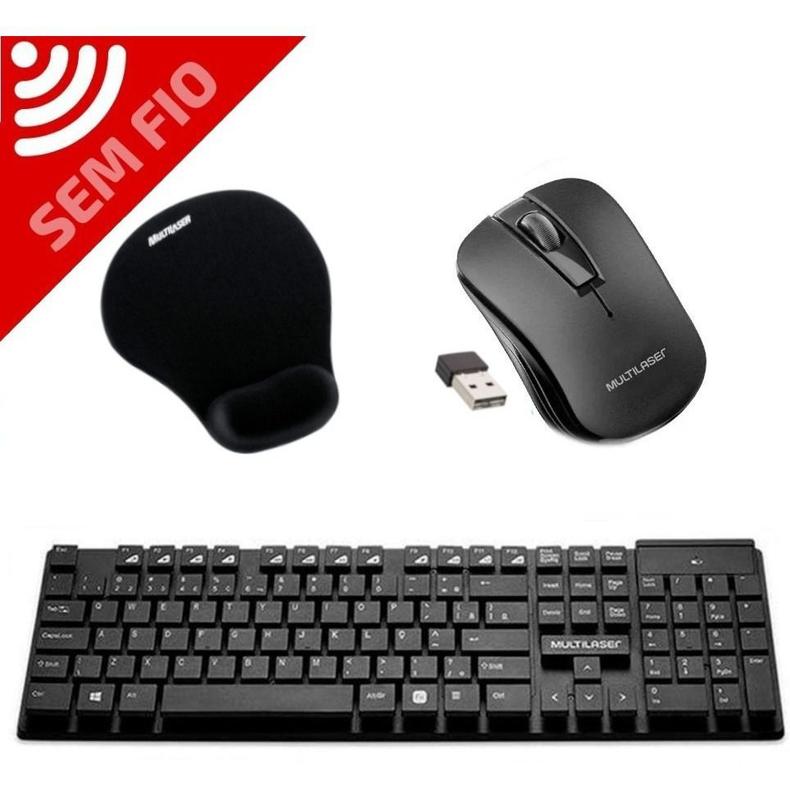 Kit Mouse Teclado Sem Fio + Mouse Pad Ergonomico Multilaser - Kit ...