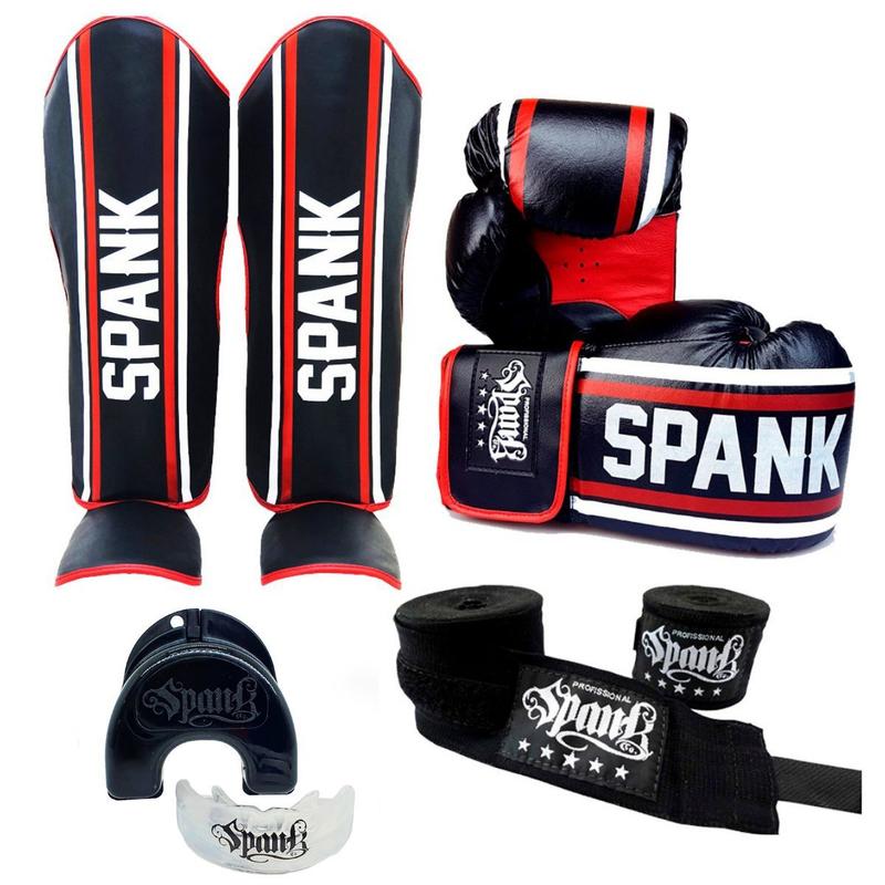 Kit Muaythai Kickboxing Sparring Profissional Completo Spank - Luva de ...