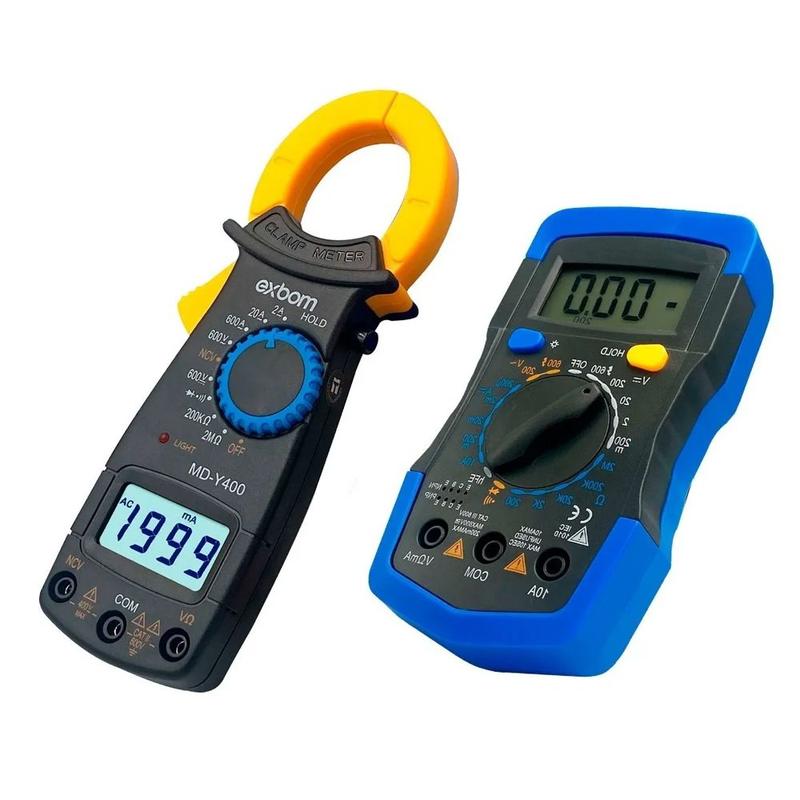 Kit Multímetro Digital + Alicate Amperímetro Profissional - Exbom ...