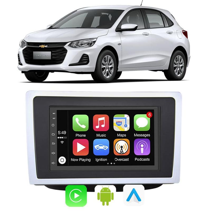 Kit Multimidia Android Auto Carplay Onix 2020 2021 2022 2023 2024 7" Voz Google Siri Tv ...